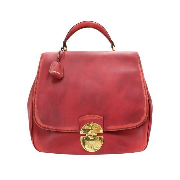 Miu Miu | Bags | Miu Miu Large Top Handle Red Leather Handbag | Poshmark